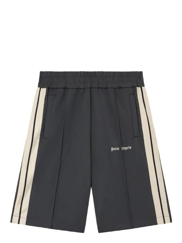 Palm Angels Logo Stripe Track Shorts - Dark Grey Off White