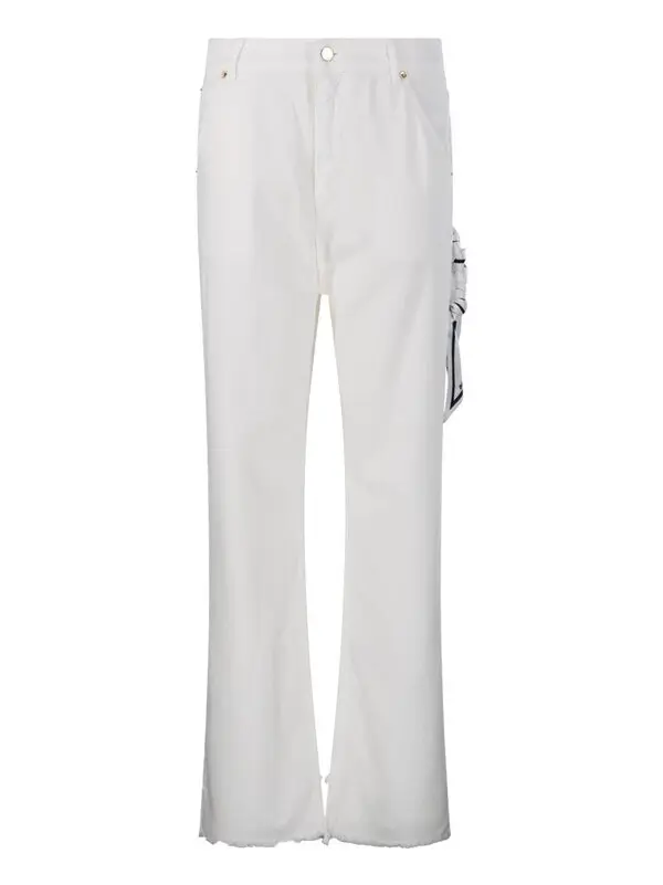 DARKPARK Wide Leg Trousers With Belt Loops And Multiple Pockets - White