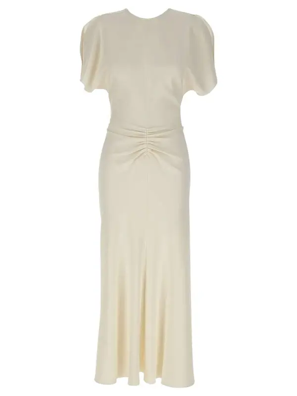 Victoria Beckham Gathered-waist Midi Dress - Nude