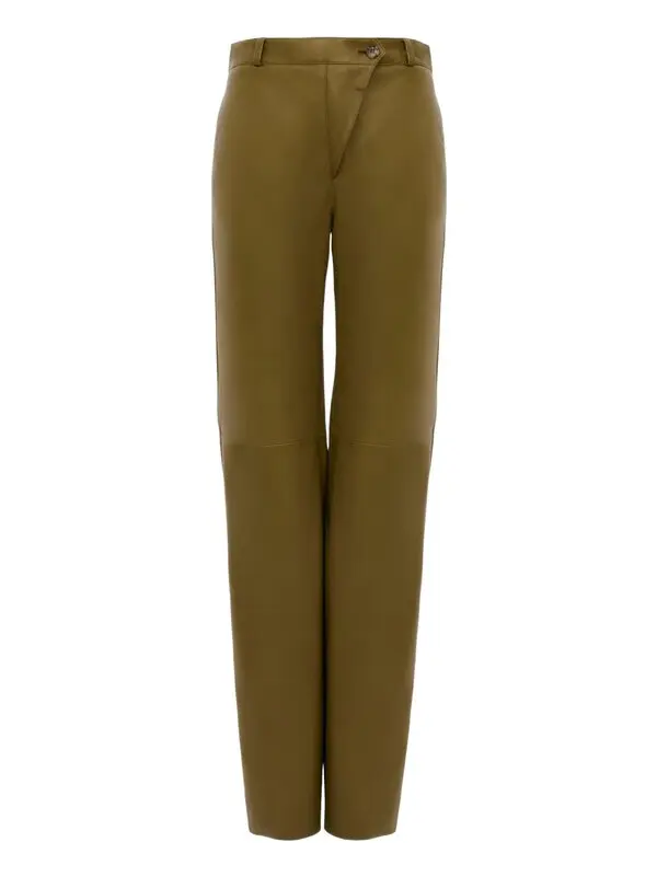 Chloé Straight Leather Pants - Eucalyptus