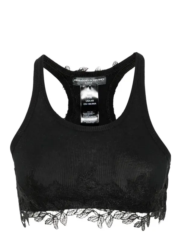 Ermanno Scervino Lace Cropped Top - Black