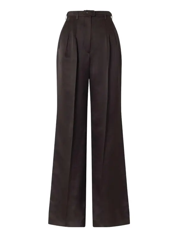 Gabriela Hearst Pleated Wide Leg Trousers - Chocolate