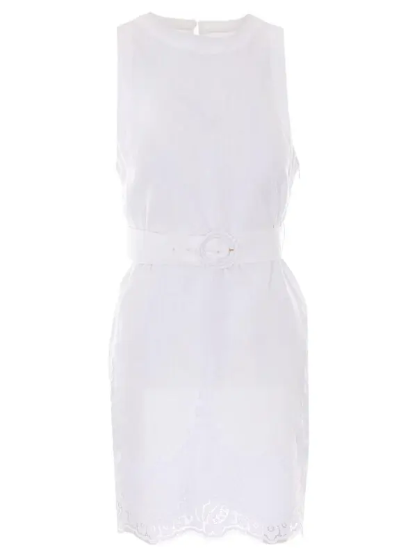 TWINSET Belted Embroidered Mini Dress - No