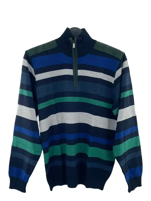 PAUL  SHARK Paul & Shark Striped Quarter Zip Sweater - Black