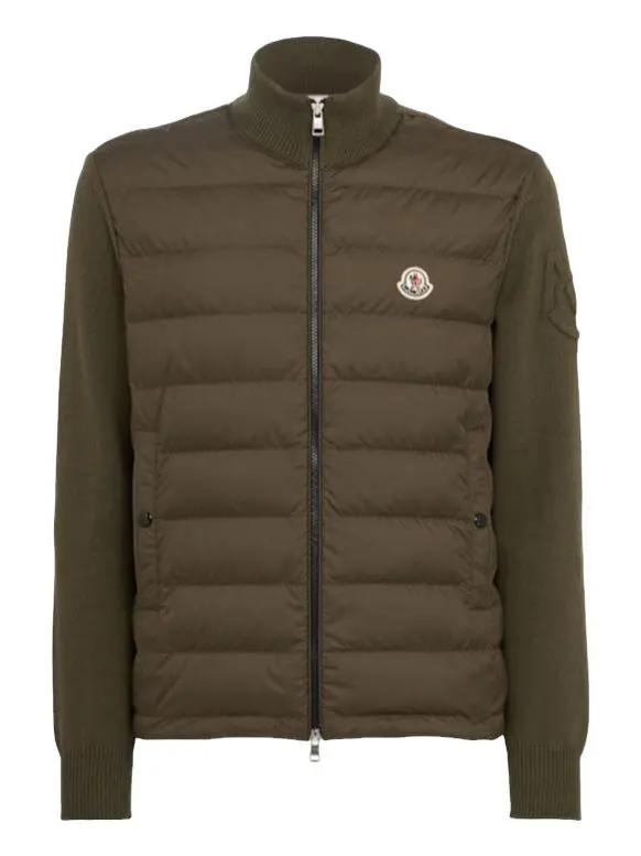 Moncler Padded Zip-up Cotton Blend Down Cardigan - Brown