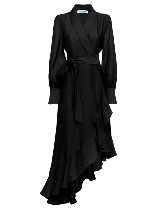 BLUGIRL Long-sleeved Wrap Dress With Ruffles - Blue