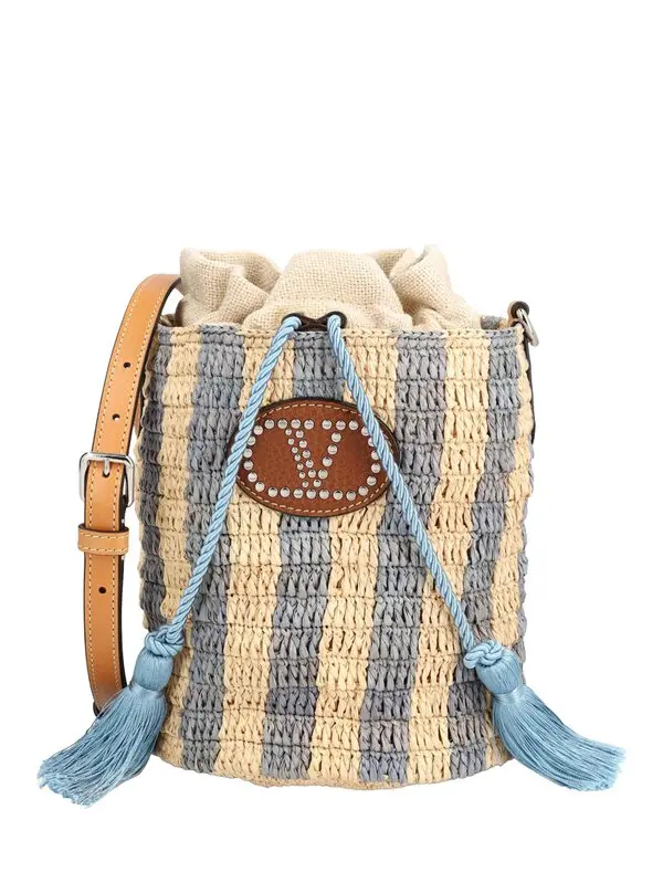 Valentino Garavani Vlogo Signature Striped Bucket Bag - Multicolor