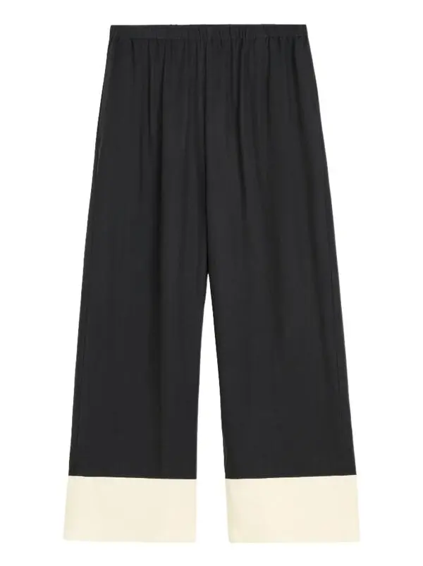 BY MALENE BIRGER Wide Leg Trousers With Contrast Hems - Black And White Color Block