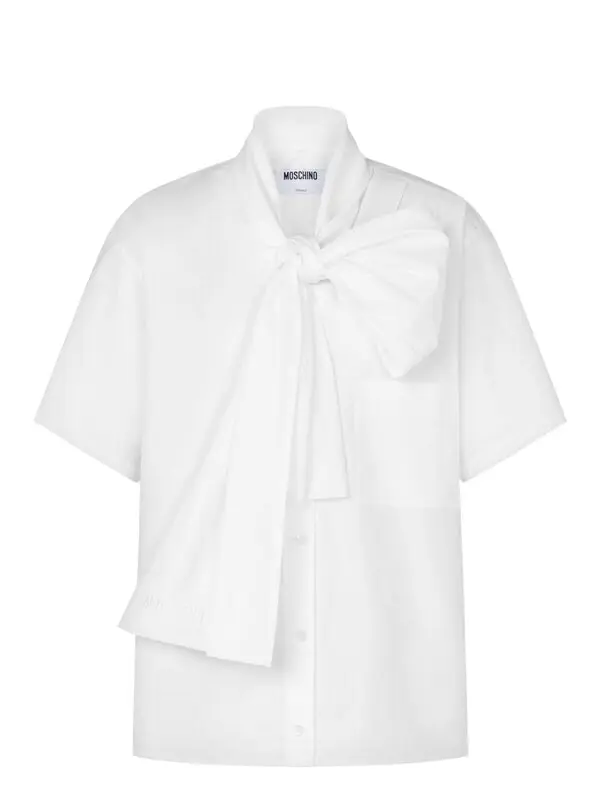 Moschino Bow Detail Short Sleeve Shirt - White
