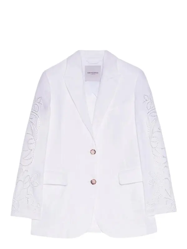 ERMANNO FIRENZE Floral Embroidered Blazer - White