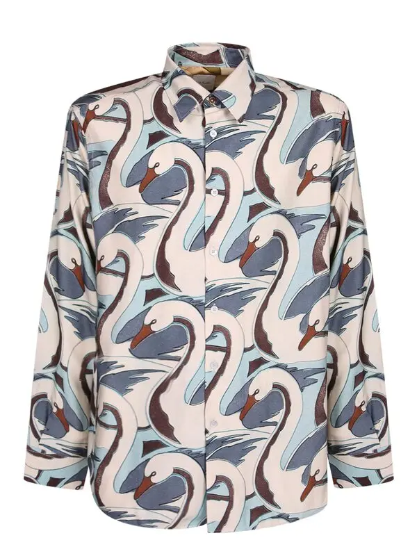 Paul Smith Swan Print Shirt - Blue