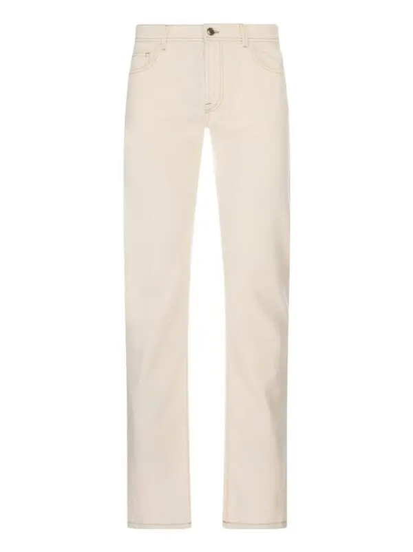 Canali Straight-leg Jeans With Logo Patch - Nude