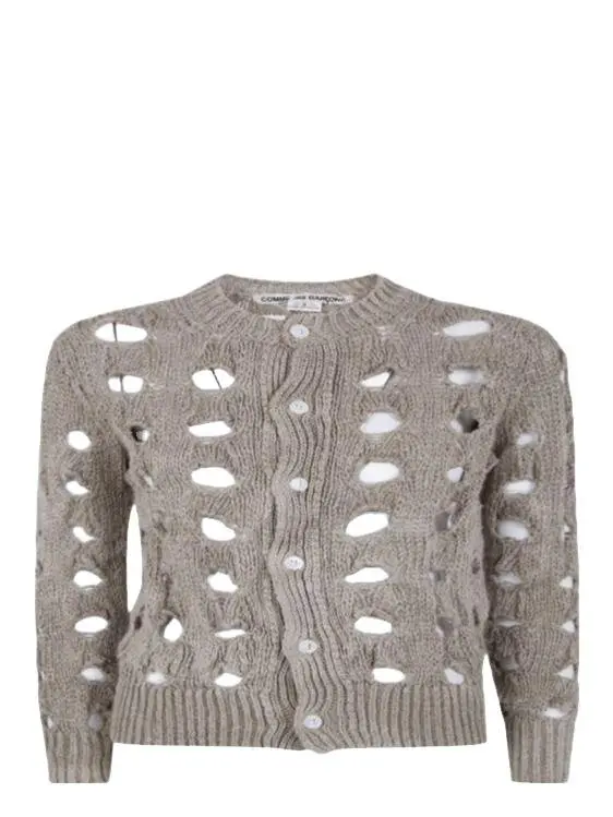 Comme Des Garçons Distressed Knit Cardigan - Gray