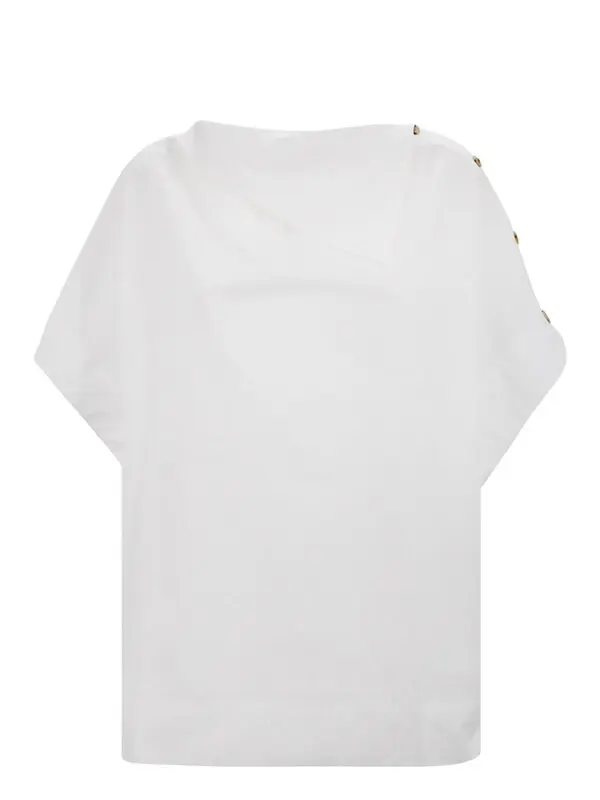 Soeur Button-sleeve Boat-neck T-shirt - White