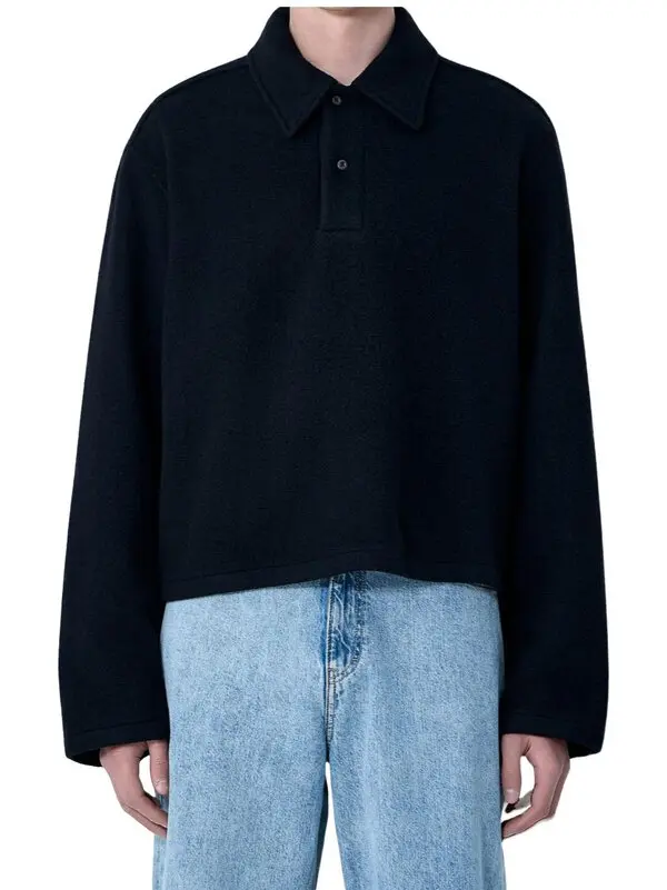 RIER Long-sleeved Polo Sweater - Black