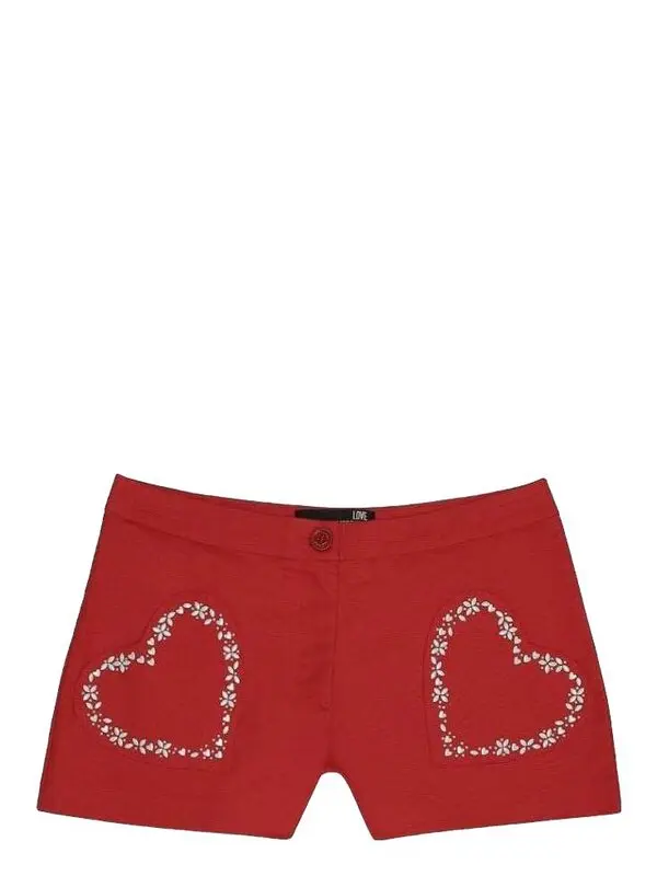 Moschino Embellished Heart Pocket Shorts - Red