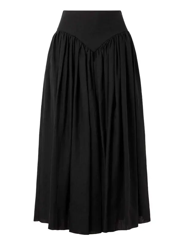 Gabriela Hearst Juniper Patchwork Midi Skirt - Black