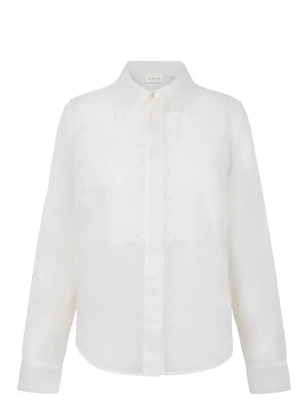 P.a.r.o.s.h Sheer Lace Panel Shirt - White