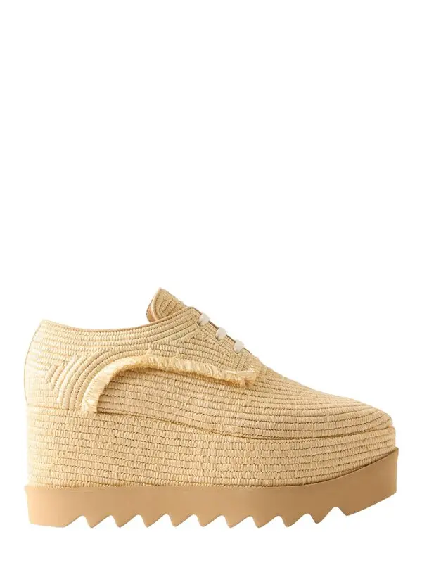 Stella McCartney Elyse Woven Raffia Platform Brogues - Nude