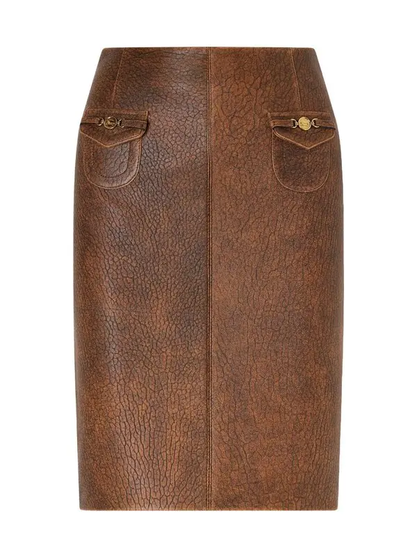 Chloé Horsebit Buckle Midi Skirt - Brown