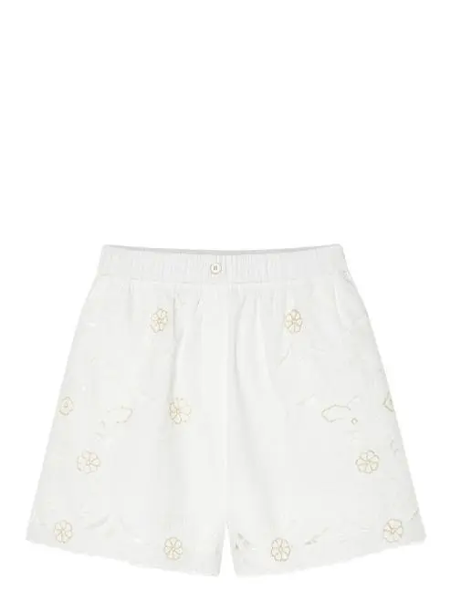 FORTE_FORTE Embroidered Poplin Shorts - Crystal
