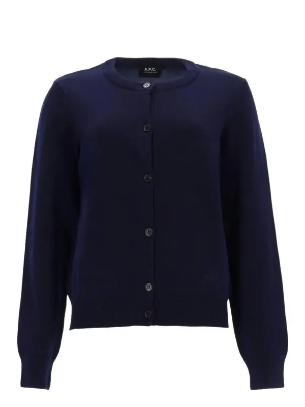 A.p.c. Crewneck Button-up Cardigan - Navy Blue