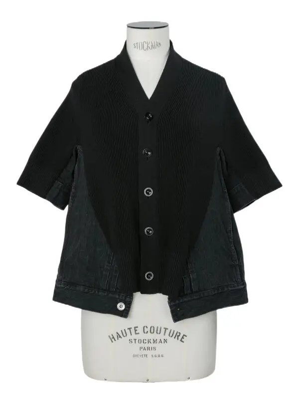 Sacai Denim X Knit Cardigan - Black