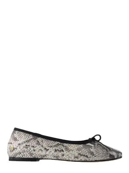 ANINE BING Jamie Embossed Ballerina Flats - Gray