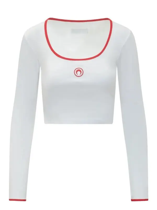MARINE SERRE Moon Logo Bicolor Jersey T-shirt - White