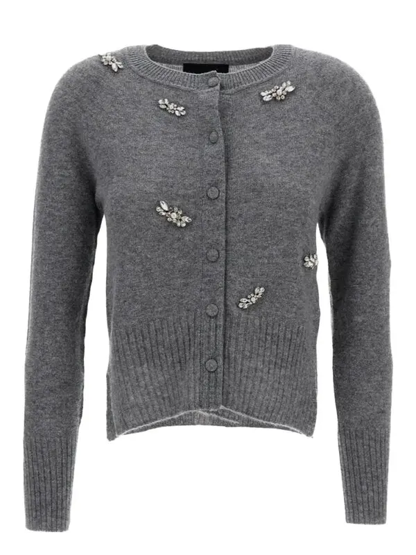 Simone Rocha Embellished Long-sleeved Cardigan - Grey Pearl