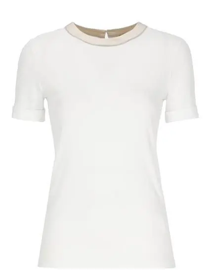 Peserico Embellished Neck T-shirt - White
