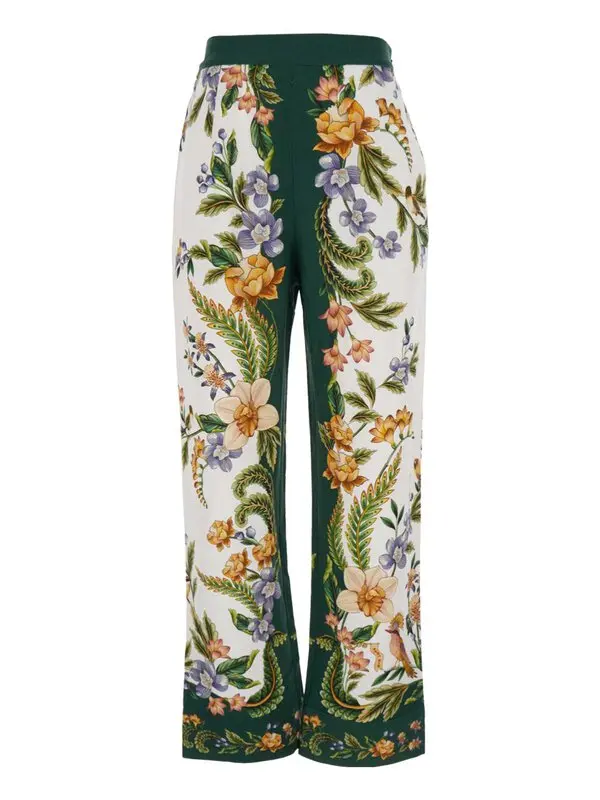 Farm Rio Botanical Print Wide-leg Pants - Green