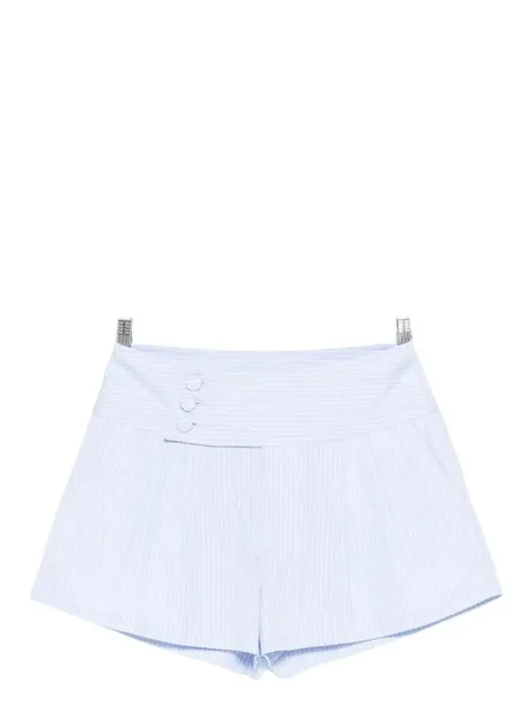 FRAME Striped Button Detail High-waisted Shorts - White
