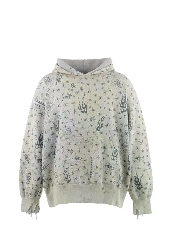 SAINT MXXXXXX Graphic Print Hoodie - Grey