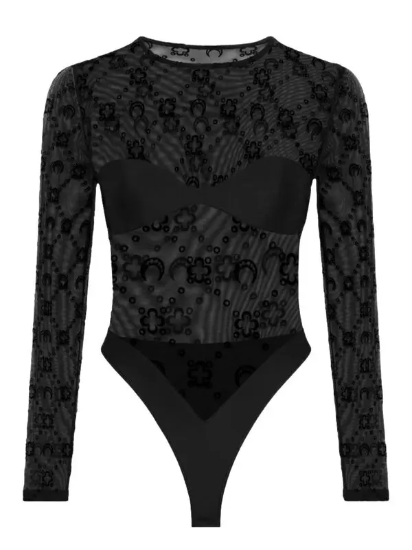 MARINE SERRE Moonogram Long-sleeved Bodysuit - Black