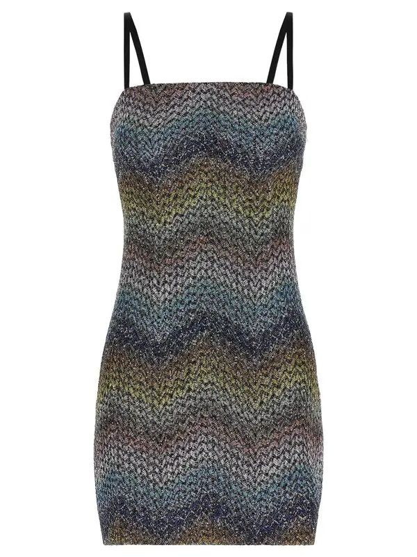Missoni Zigzag Lamé Knitted Mini Dress - Black
