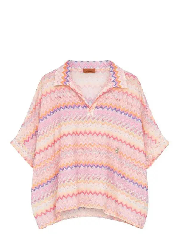 Missoni Zigzag Pattern V-neck Blouse - Pink