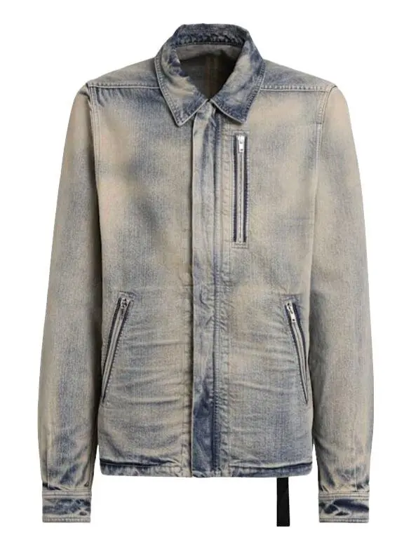 Rick Owens Cotton Denim Zip-front Jacket - Gray