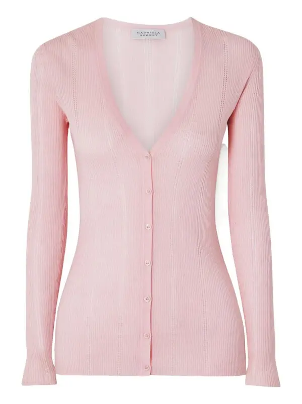 Gabriela Hearst Long-sleeved V-neck Cardigan - Blush