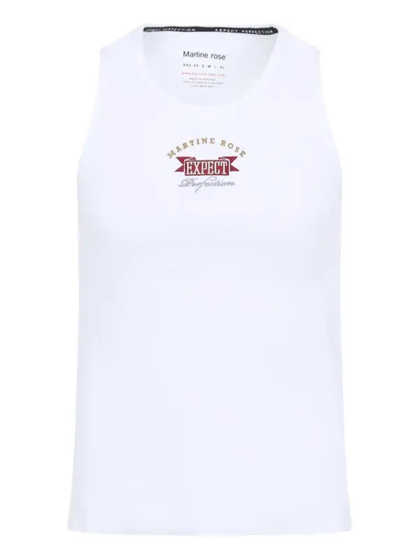 Martine Rose Sleeveless Round Neck Vest With Front Logo - White