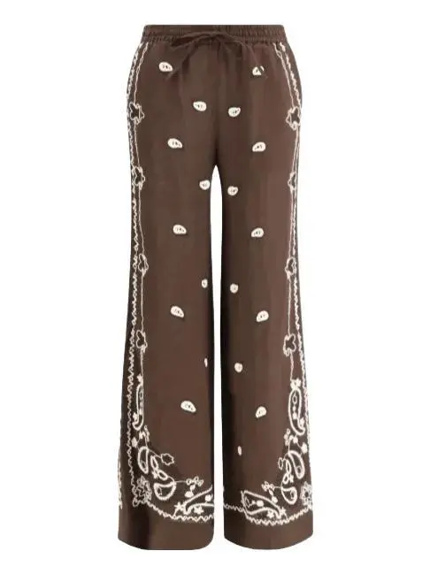 P.a.r.o.s.h Wide Leg Embroidered Trousers - Brown