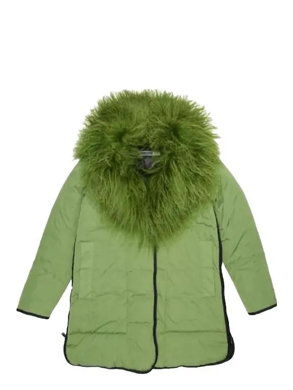 Sportmax Down Jacket With Hairy Collar - Green