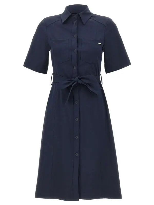 KAOS Belted Shirt Dress - Navy Blue