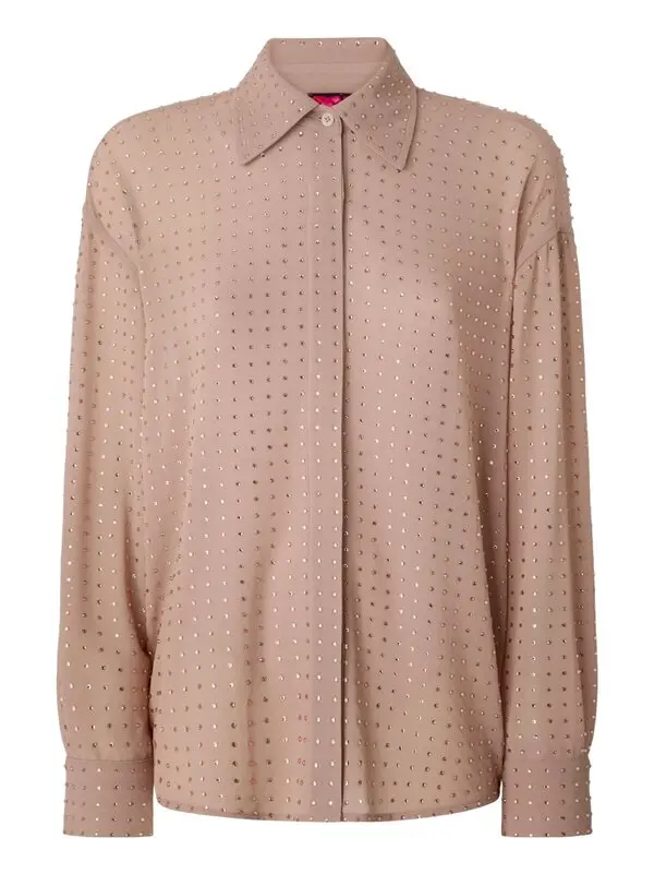 Pinko Embellished Georgette Shirt - Nude