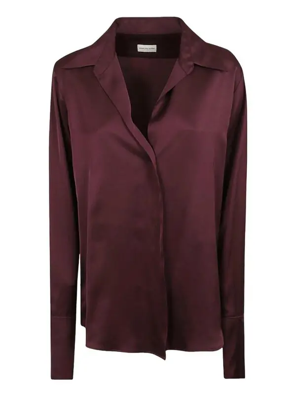 Dries Van Noten Satin Shirt With Classic Collar - Red