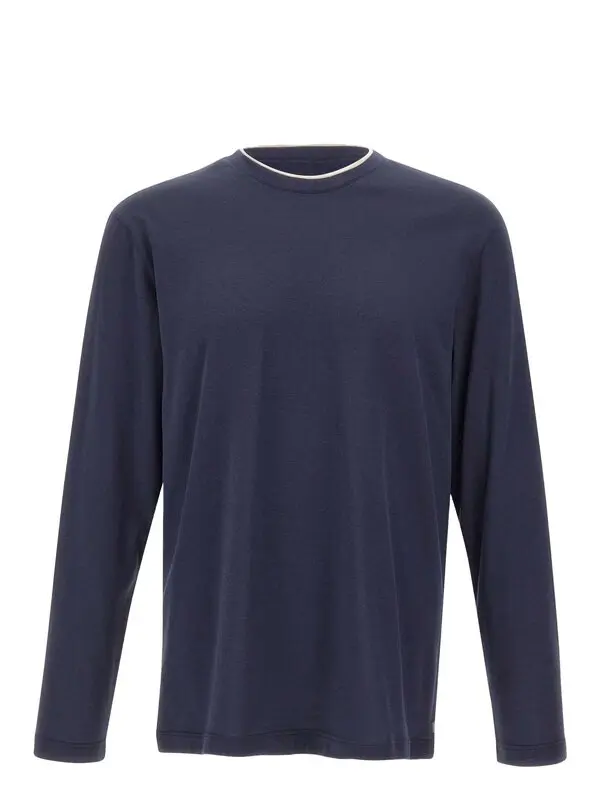 Eleventy Contrast Trim Crew Neck Knitted Sweater - Black