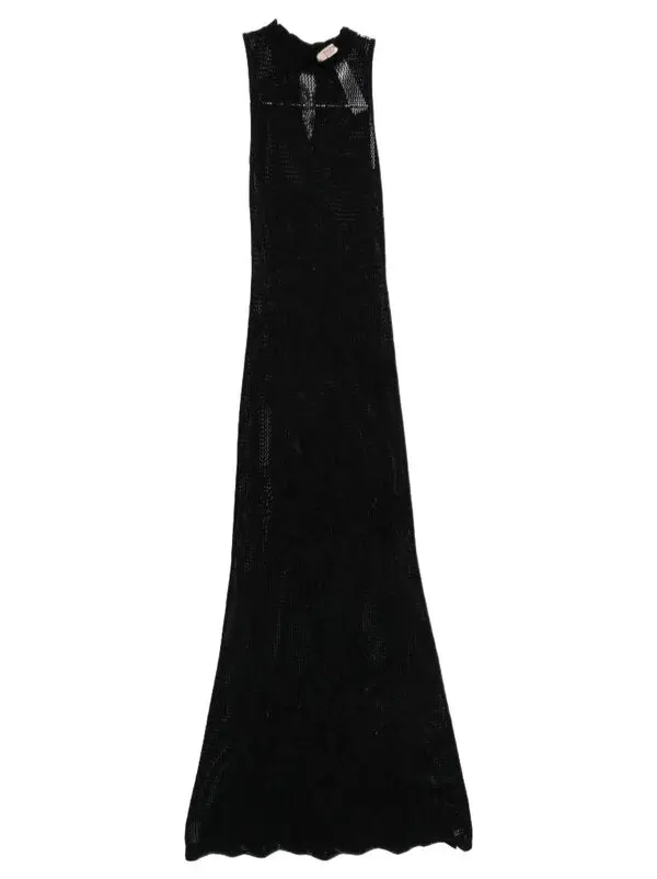 TWINSET Floral Long Knitted Dress - Black