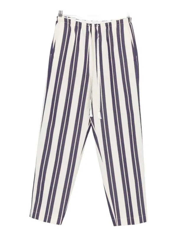 FORTE_FORTE Striped High-waisted Wide-leg Trousers - White