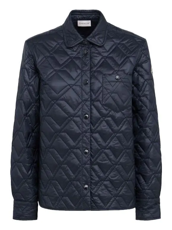 Moncler Diamond Quilted Padded Shirt Jacket - Black