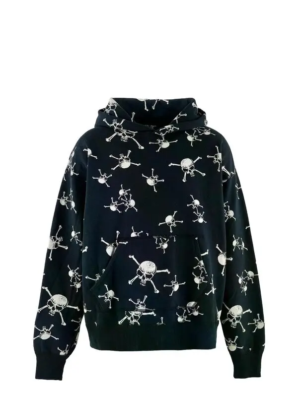 SAINT MXXXXXX Skull Print Hoodie - Black